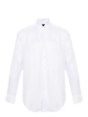 DELL'OGLIO Band-collar Linen Shirt - White
