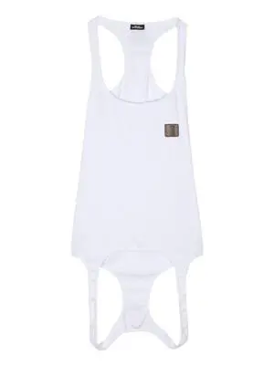 OLLY SHINDER Logo-patch Double-end Cotton Tank Top - White