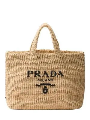 PRADA Prada Logo-Embroidered Crochet Tote Bag