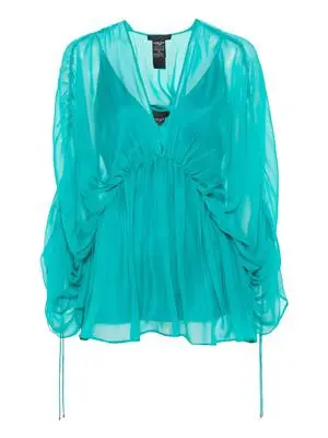 Max Mara Georgette Silk Blouse - Green