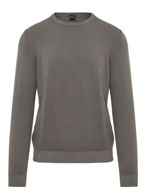 Fedeli Cotton Crew Neck Jumper - Grey