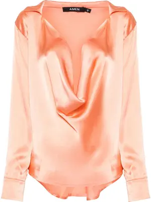 Amen Anna Satin Blouse - Orange