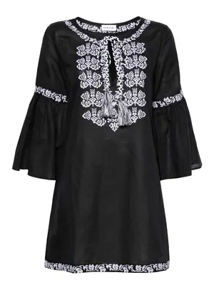 P.a.r.o.s.h Ciclone Floral-embroidered Minidress - Black