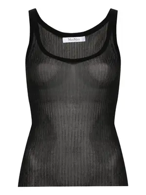 Max Mara Semi-sheer Fine-ribbed Top - Black