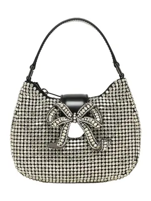 SELF-PORTRAIT Crystal-embellished Bow-detail Tote - Silver