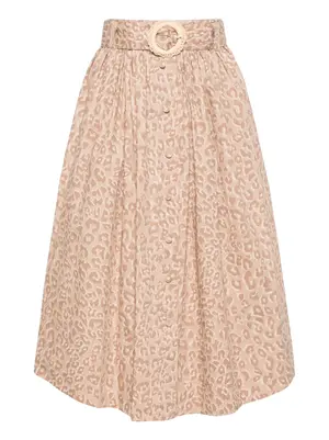 TWINSET Animal-print Cotton Midi Skirt - Neutrals