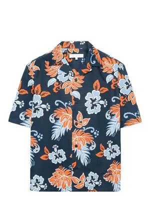 Maison Kitsuné Floral-print Ripstop Shirt - Blue
