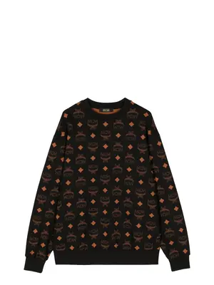 Mcm Monogram-print Cotton Sweatshirt - Black