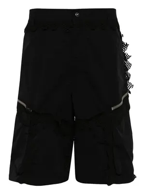 HELIOT EMIL Spherical Netting-detail Cargo Shorts - Black