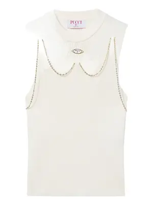Emilio Pucci Logo-plaque Ribbed Knit Top - White