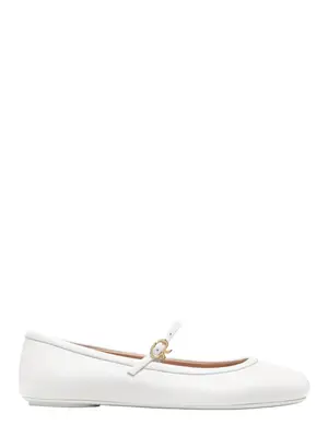 GIANVITO ROSSI Round-toe Leather Ballerinas - White