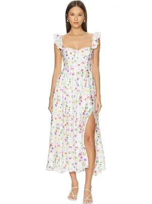 Astr The Label Wedelia Dress - Cream Purple Floral