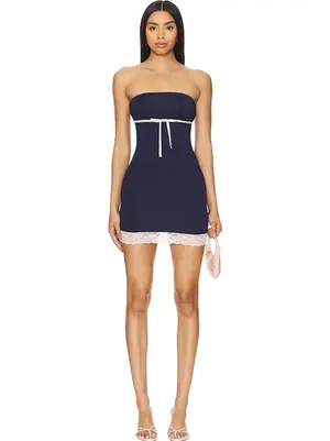 MORE TO COME Cece Strapless Mini Dress - Navy Multi