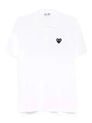 Play Comme Des Garcon Appliqué-logo Polo Shirt - White