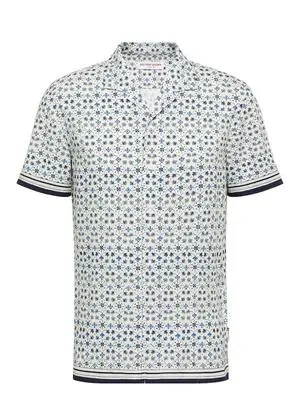 Orlebar Brown Hibbert Floral Bowling Shirt - Blue