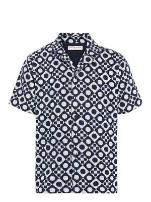 Orlebar Brown Howell Printed Cotton Terry Shirt - Blue