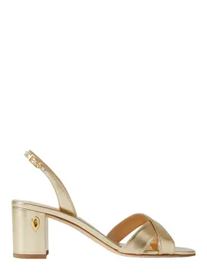Jennifer Chamandi Leonardo 65 Metallic Leather Slingback Sandals - Gold
