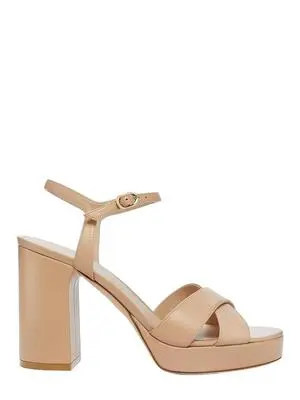 STUART WEITZMAN Dayna 100mm Metallic Leather Platform Sandals Adobe