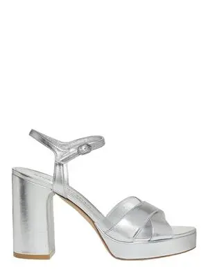 STUART WEITZMAN Dayna 100mm Metallic Leather Platform Sandals Silver