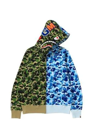 A BATHING APE ABC Separate Shark Full Zip Hoodie Green/blue