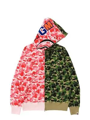 A BATHING APE ABC Separate Shark Full Zip Hoodie Pink/green