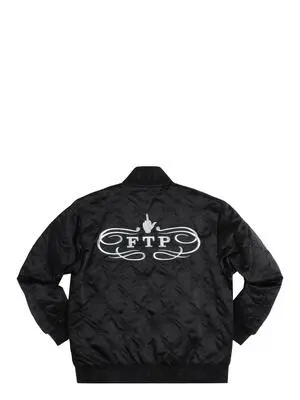 FTP Quilted Satin Bomber Jacket - Black