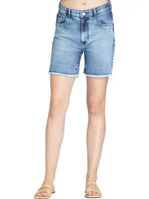 APNY APNY Fray Hem Denim Shorts Medium Indigo