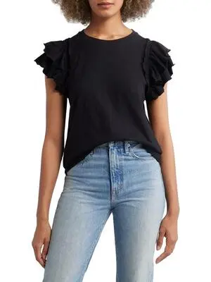 APNY Ruffle Sleeve T-shirt - Black