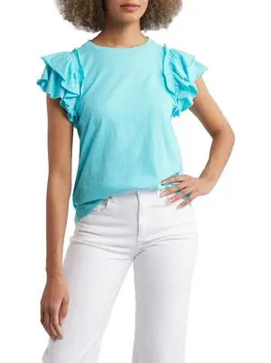 APNY Ruffle Sleeve T-shirt - Blue Radiance