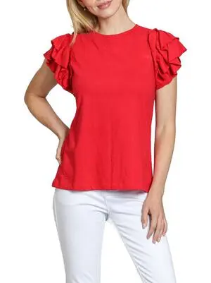 APNY Ruffle Sleeve T-shirt - Rocco Red