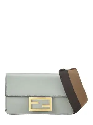Fendi Leather Flat Baguette Bag - Blue