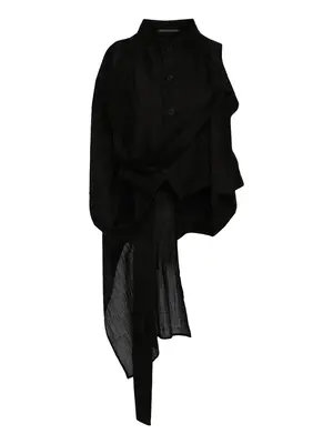 Yohji Yamamoto Asymmetric Cropped Shirt - Black