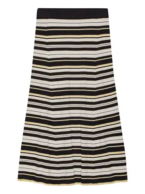 GANNI GANNI Striped Ribbed-Knit Midi Skirt