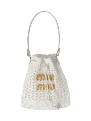 Miu Miu Woven Raffia Mini Bag - White