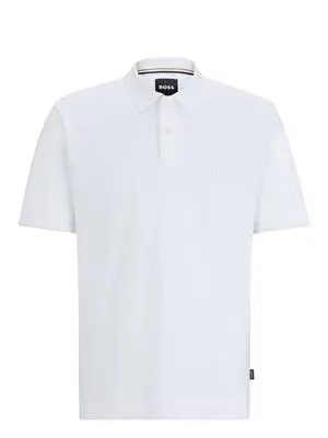 BOSS Embroidered-monogram Cotton Polo Shirt - White