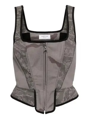 MARINE SERRE Regenerated Cotton Corset Top - Grey