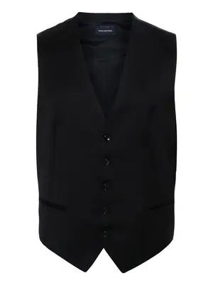 Tagliatore Panelled Virgin Wool Waistcoat - Blue
