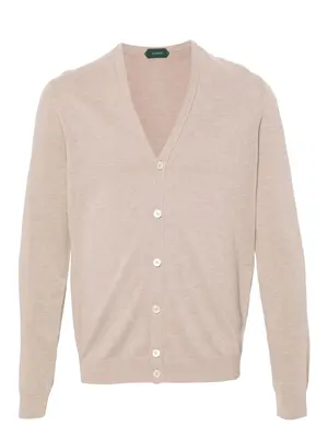 ZANONE V-neck Cotton Cardigan - Neutrals