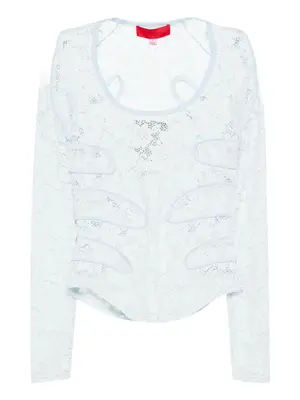 Eckhaus Latta Seraph Floral-lace Top - Blue