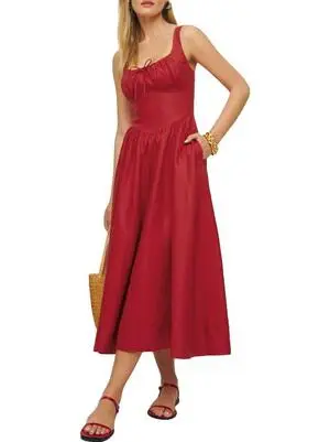 REFORMATION Balia Linen Sundress - Sundried Tomato