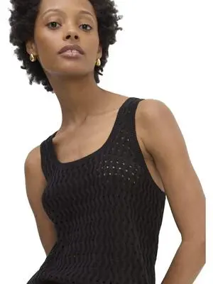 Everlane Crochet Knit Tank Top - Black