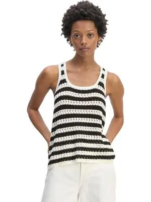 Everlane Crochet Knit Tank Top Bone / Black
