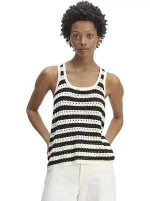 Everlane Crochet Knit Tank Top Bone White/black