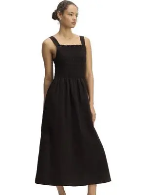 Everlane Gauze Smock Midi Dress Black