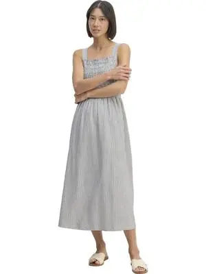 Everlane Gauze Smock Midi Dress White/black