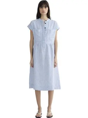 Everlane Linen Craft Midi Dress - Bluebell/bone