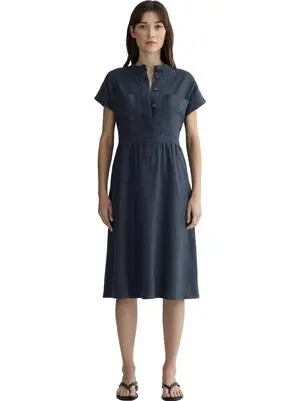Everlane Linen Craft Midi Dress Navy
