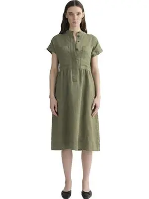 Everlane Linen Craft Midi Dress Olive