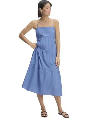 Everlane Gauze Tiered Maxi Dress - Blue Opal
