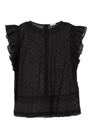 Poupette St Barth Galia Ruffled Top - Black